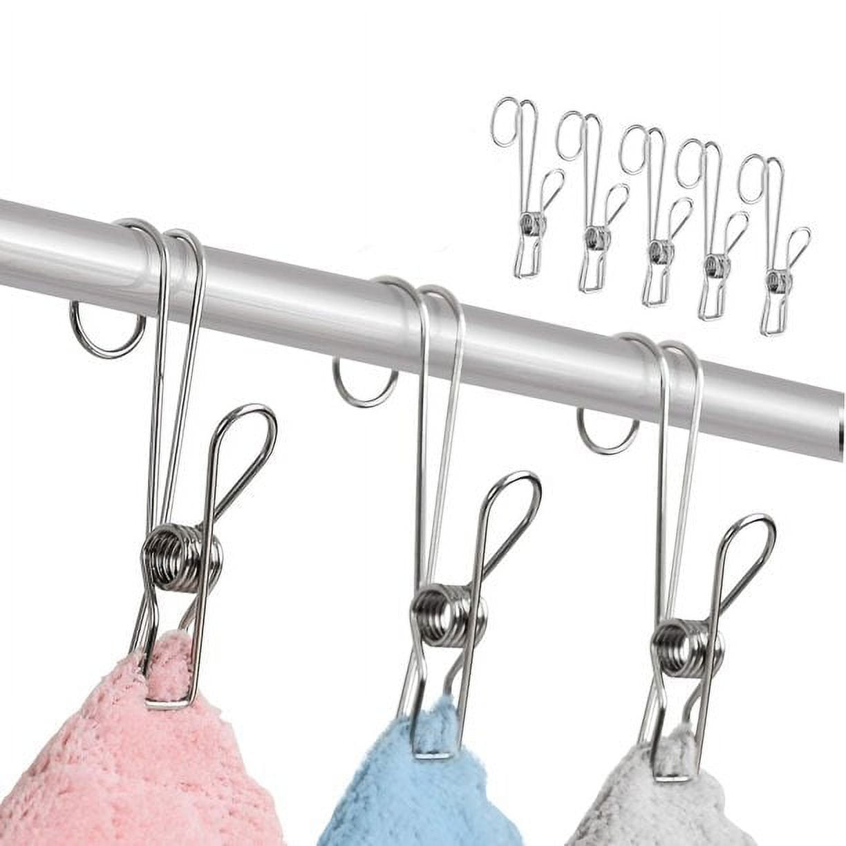5 Pack 304 Stainless Steel Metal Long Tail Clip with Hooks Clothes Pins ...