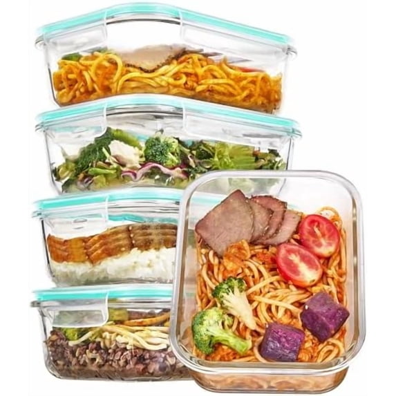 5 Pack 35oz Glass Food Storage Containers with Lids, Meal Prep ...