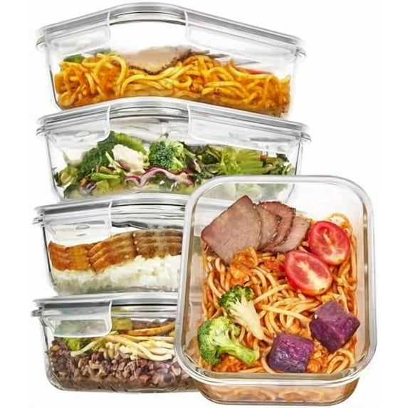 5 Pack 35oz Glass Food Storage Containers with Lids, Meal Prep ...