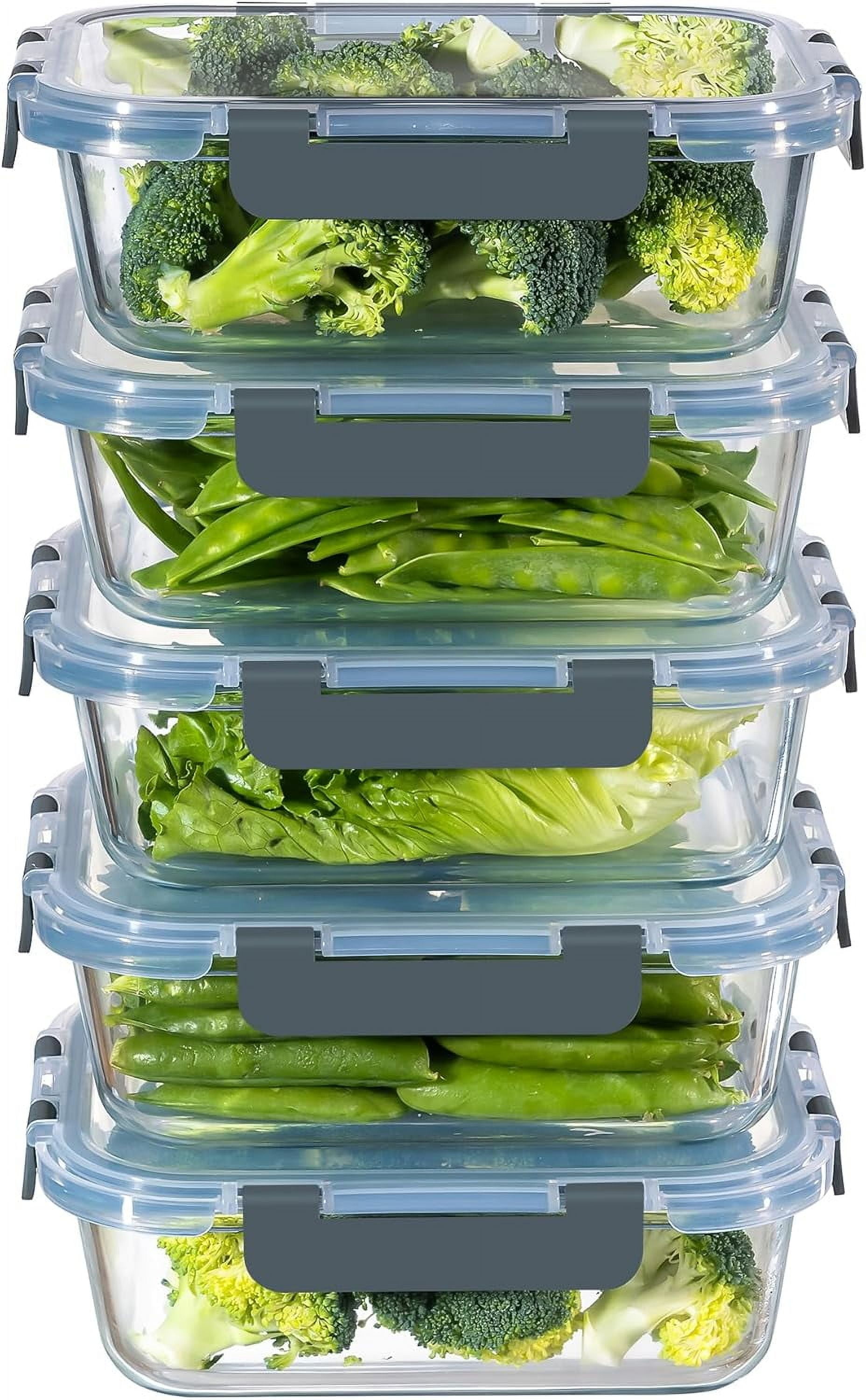 5-Pack 36 OZ Glass Storage Containers with Lids, Glass Meal Prep ...