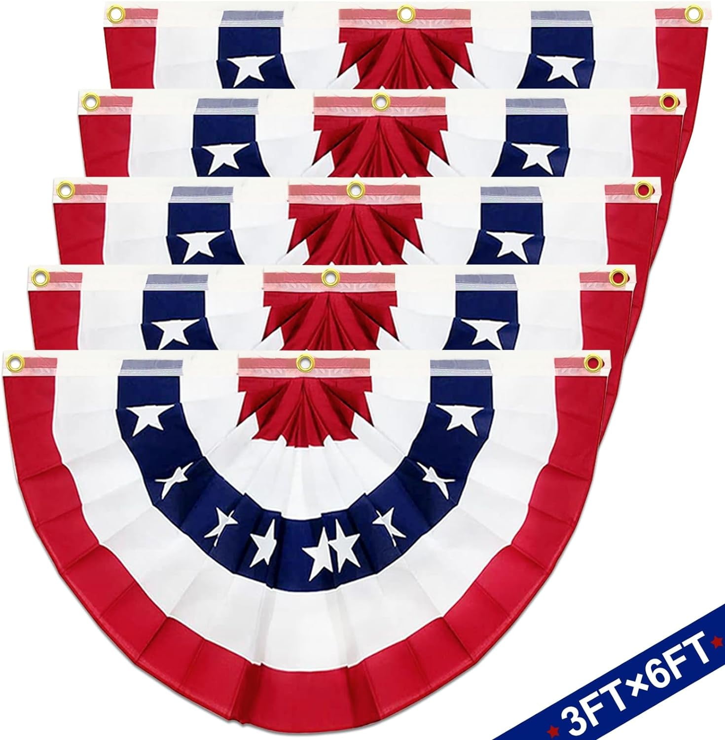 5 Pack 3x6 Feet Large American Flags Patriotic Bunting Stars Stripes ...