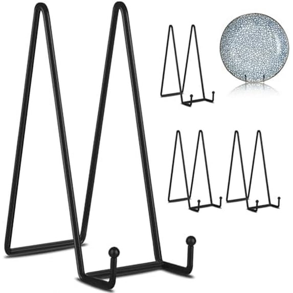 5 Pack 4.5 Inch Display Stands Black Iron Easel for Plate Stand Plate ...