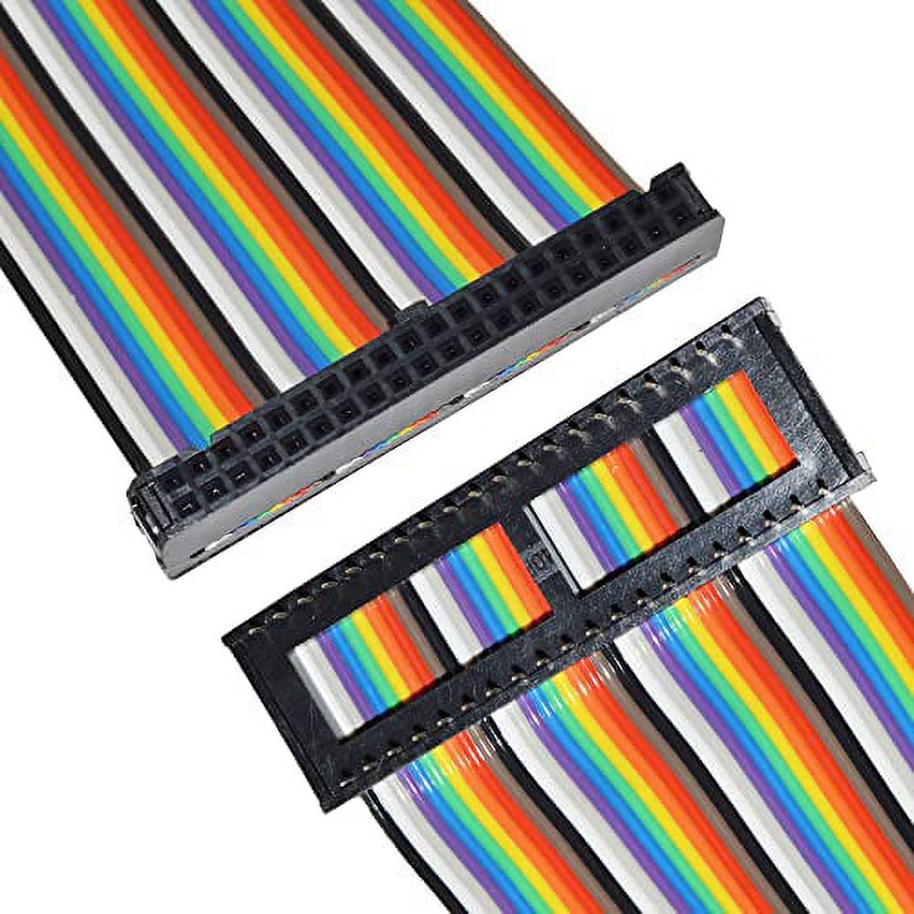 5 Pack 40 Pin Male IDC Connector Ribbon Cable with Female Socket, 18 ...