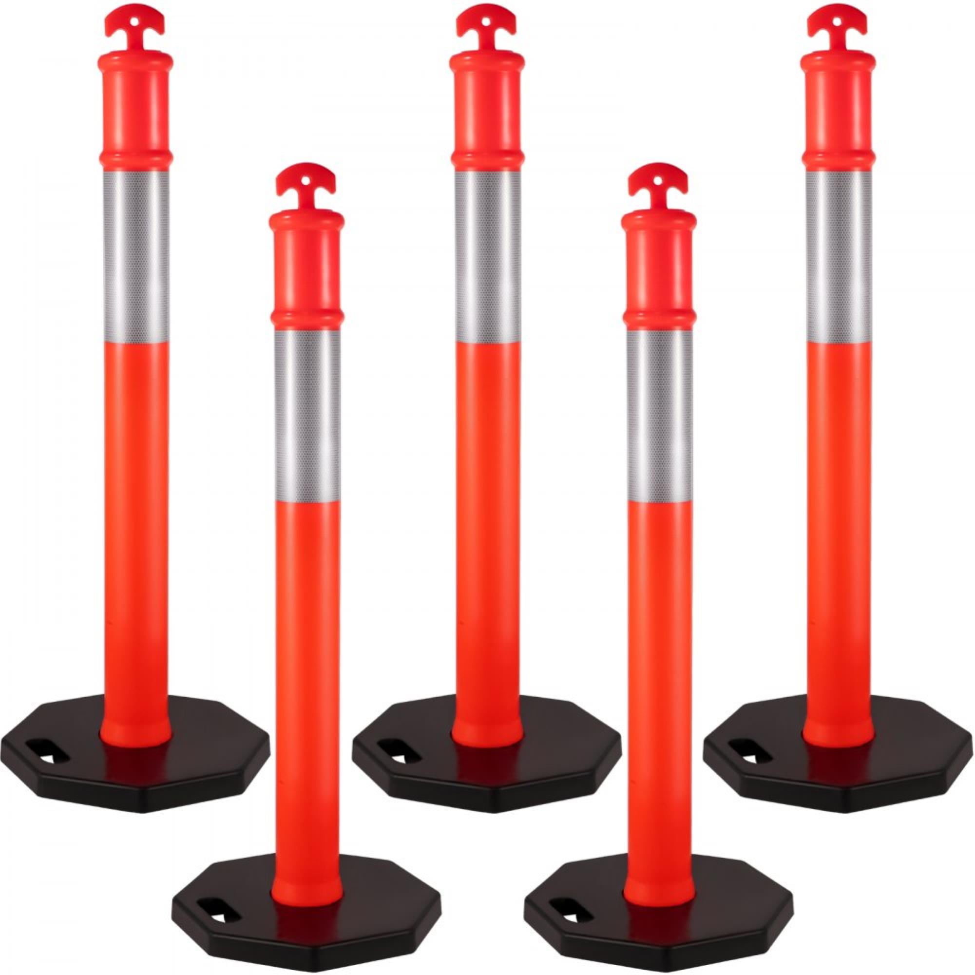 5-Pack 44-Inch Orange PE Delineator Posts with 10-Inch Reflective Band ...