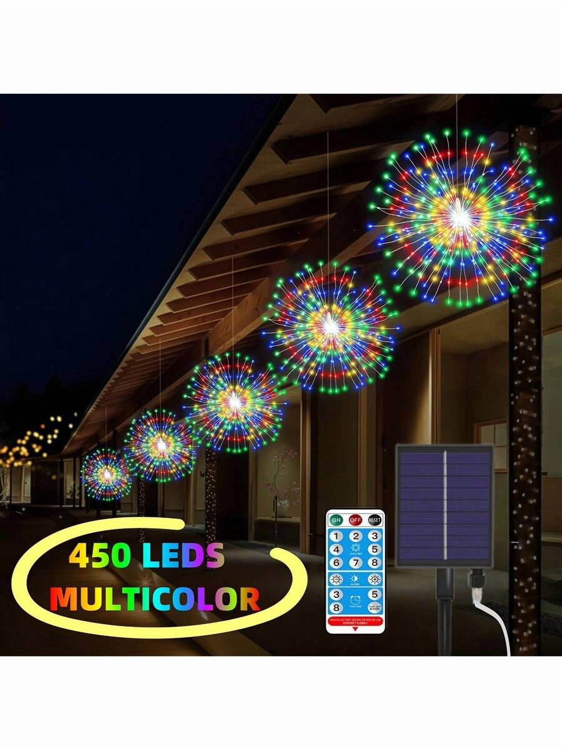 5 Pack 450LEDs Solar Starburst Sphere Lights, Firework Lights Remote ...