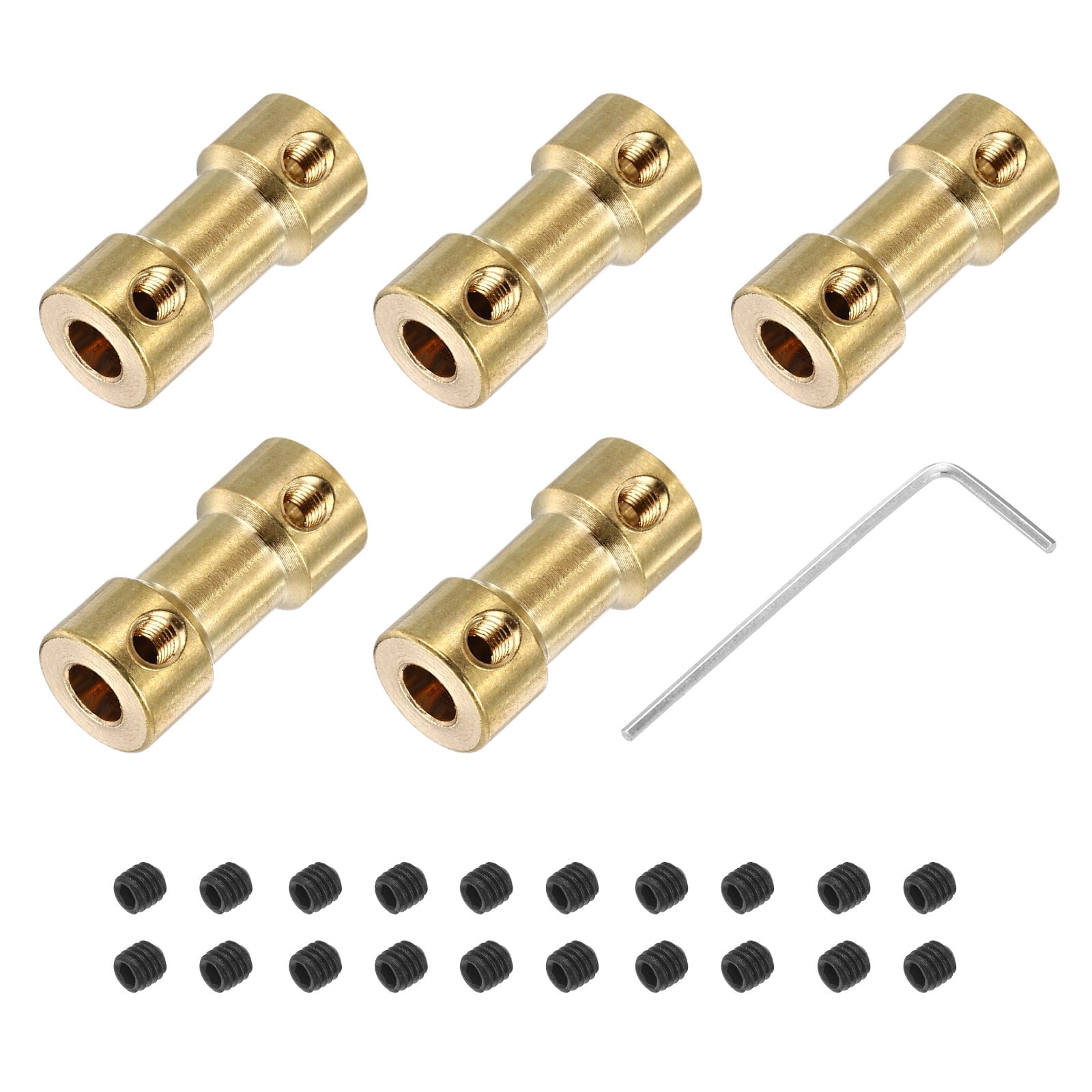 5 Pack 4mm to 4mm Brass Shaft Coupling Joint Connector with Screws and ...