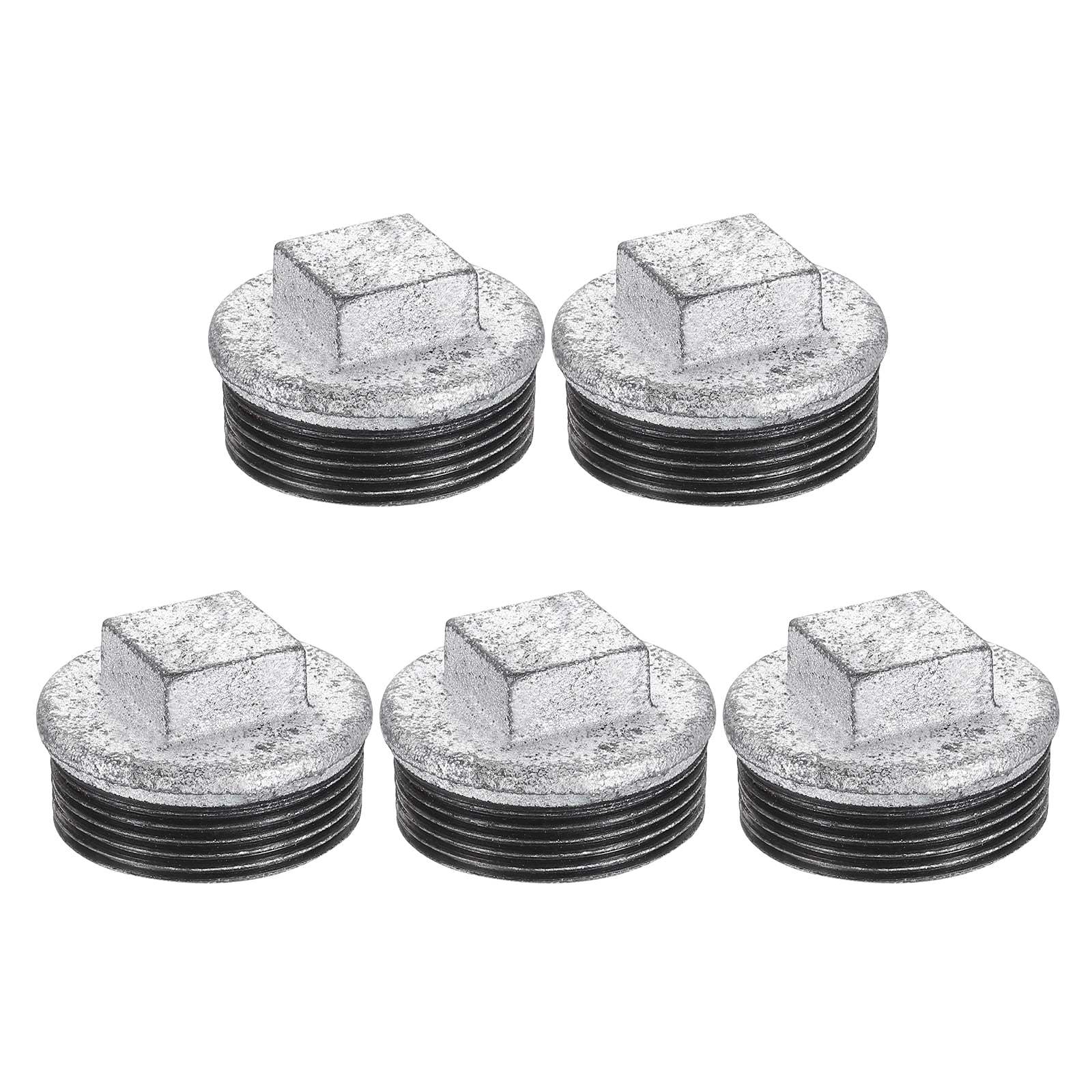 5 Pack 5-1/2" Square Head Male Pipe Plug Fittings Cast Iron End Caps, Silver - Walmart.com
