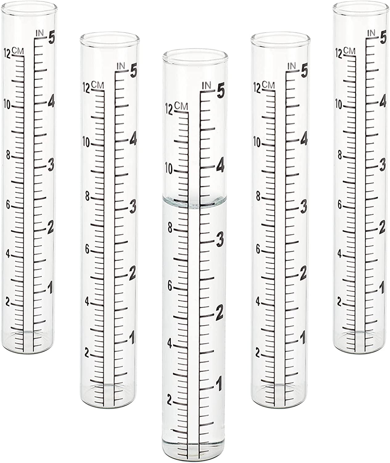 5 Pack 5" Capacity Rain Gauge Glass Replacement Tube Glass Rain ...