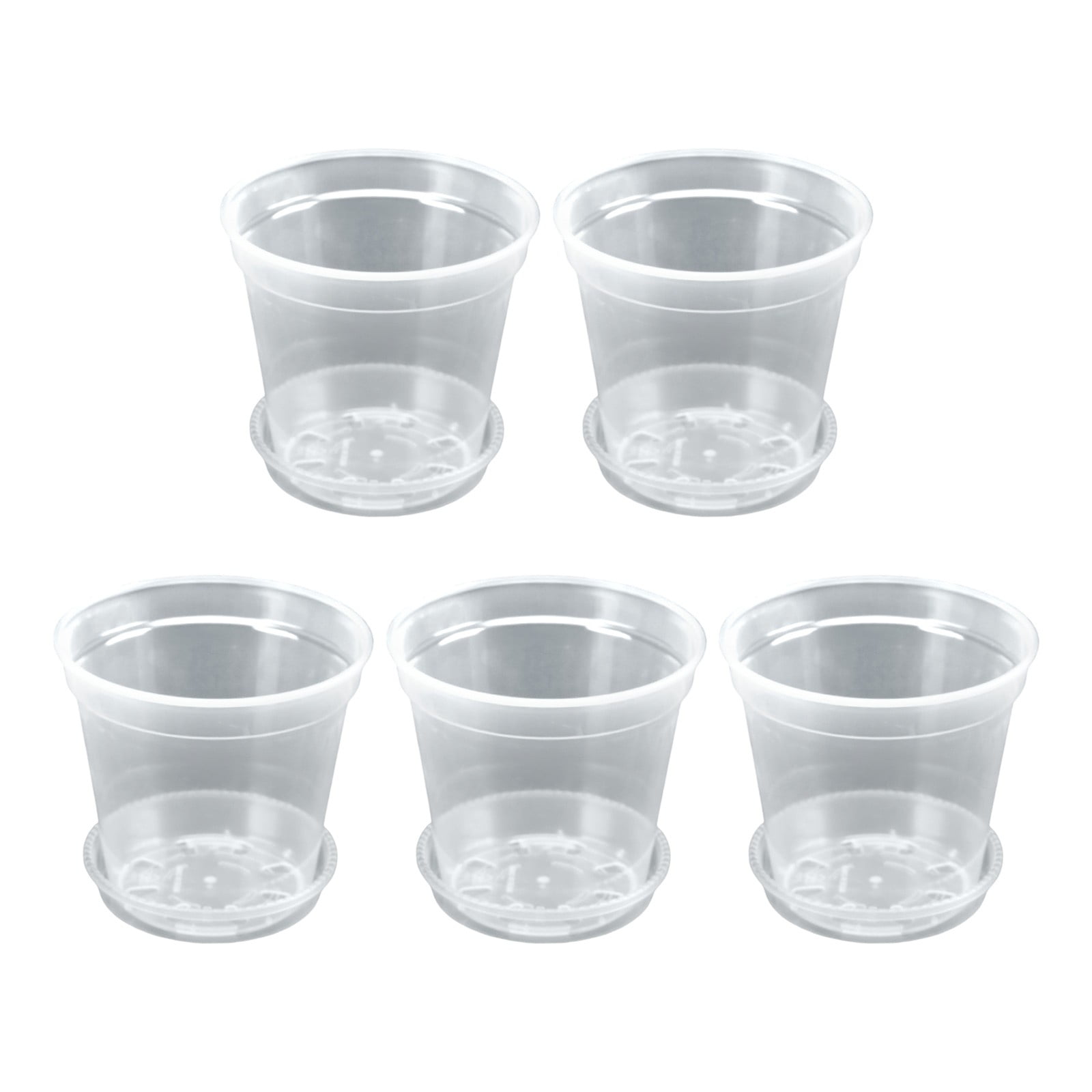 5 Pack 5 Inch Clear Nursery Pots, Transparent Pots with Drainage Holes ...