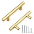 5 Pack 5 Inch Hole Center Gold Cabinet Pulls, Brass Kitchen Cabinet ...