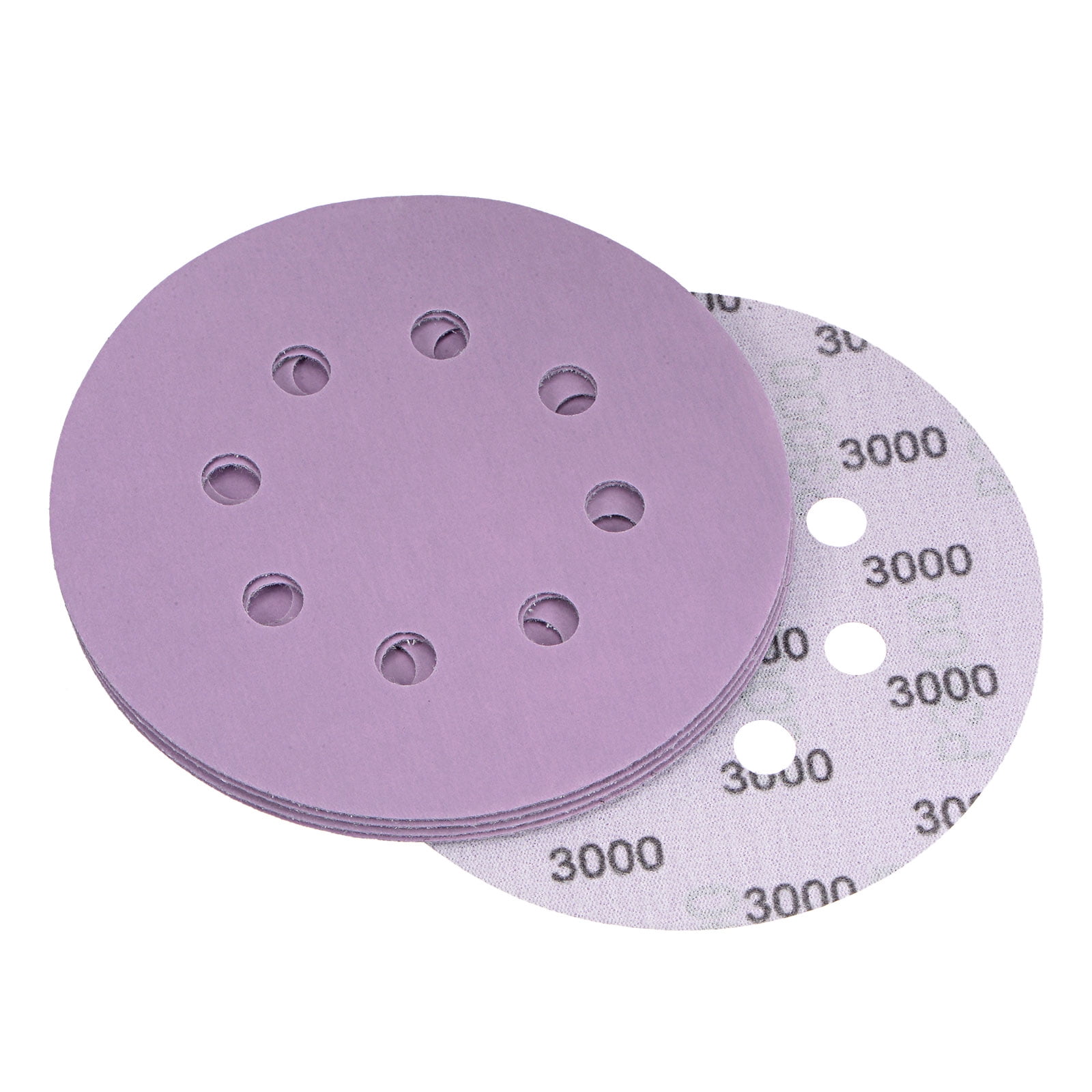 5 Pack 5-Inch Purple Sanding Discs 3000 Grits 8 Hole Hook & Loop ...