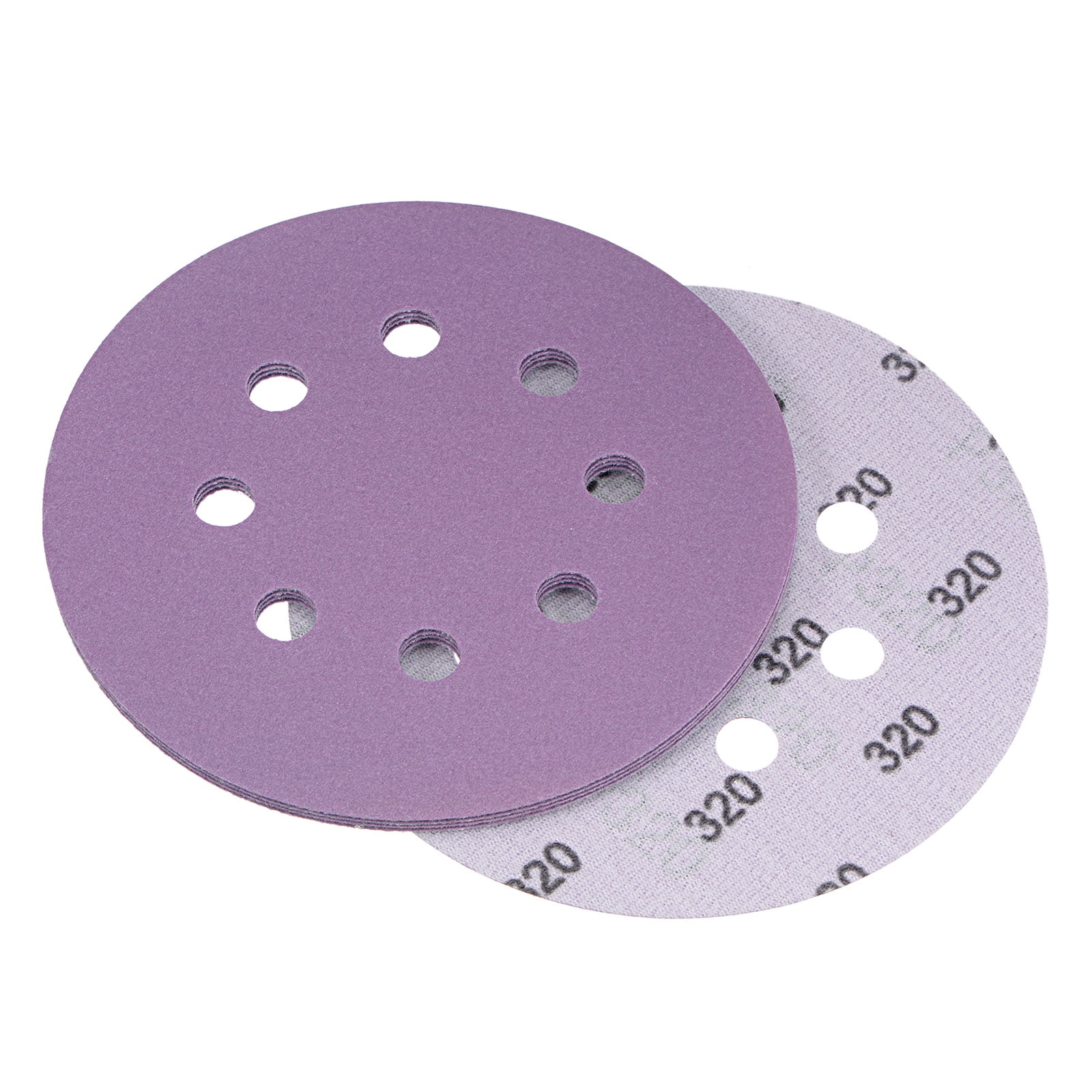 5 Pack 5-Inch Purple Sanding Discs 320 Grits 8 Hole Hook & Loop ...