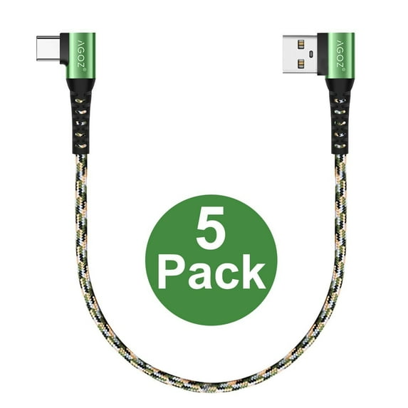 5-Pack 5inch Right Angle Camo USB A to USB-C Fast Charger Cable for ...