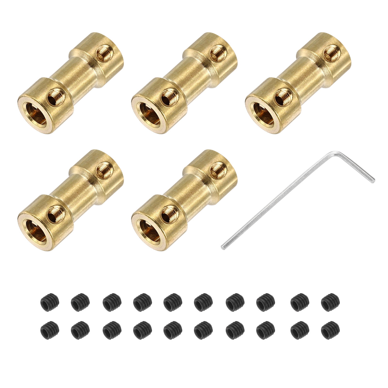 5 Pack 5mm to 5mm Brass Shaft Coupling Joint Connector with Screws and ...