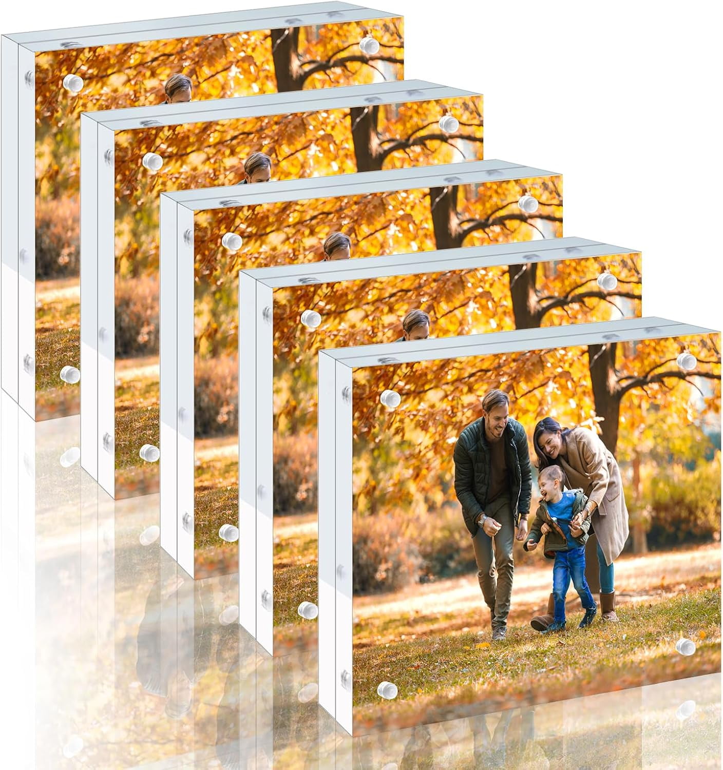 5 Pack 5x5 Acrylic Picture Frames - 20% Thicker Double Sided Magnetic ...