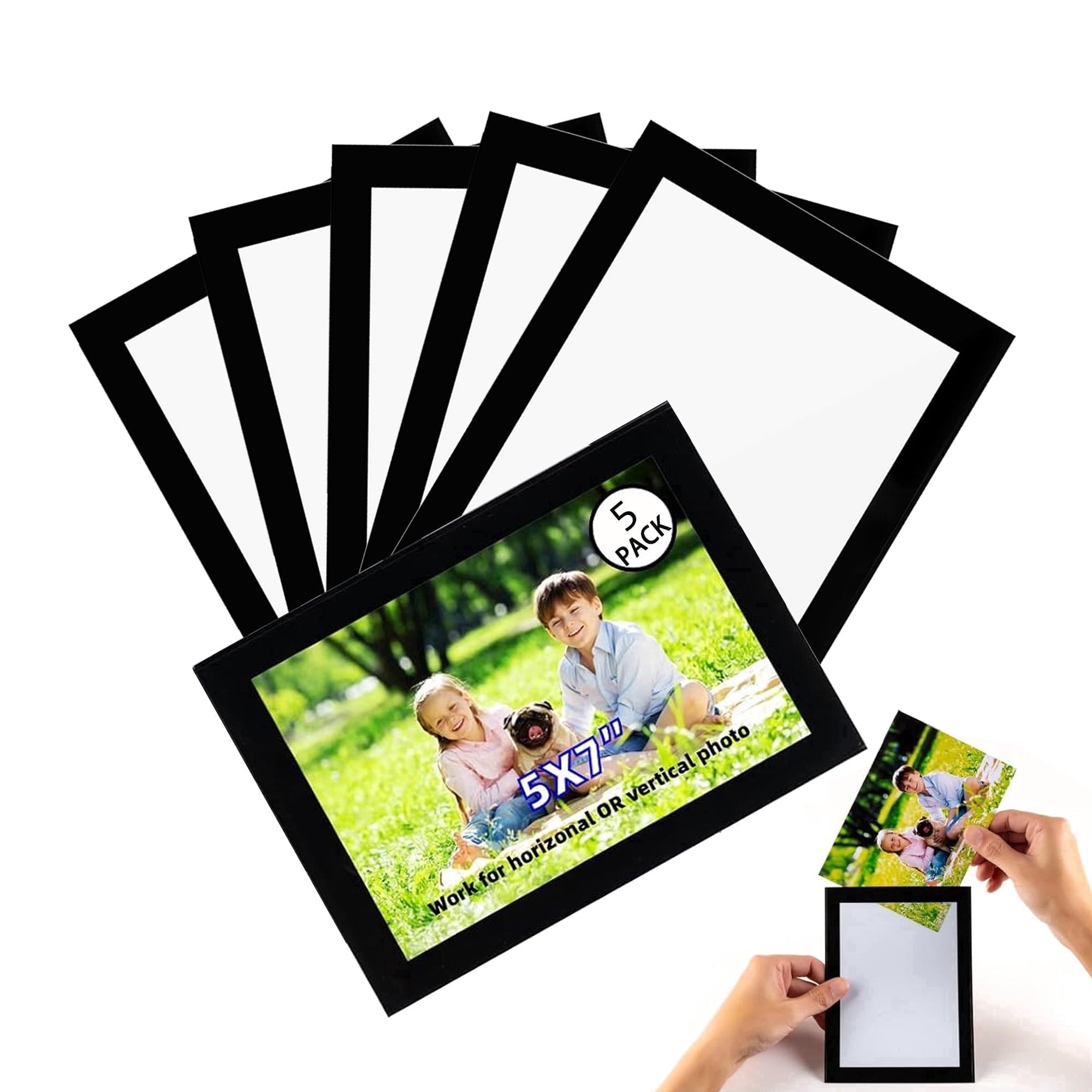 5x7'' Magnetic Picture Frames for Refrigerator 5 Packs, Strong Self ...