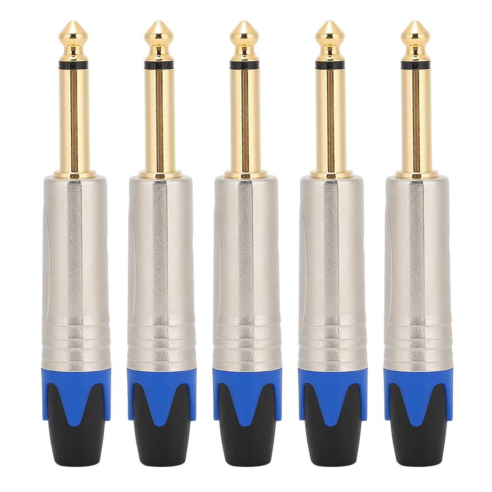 5-Pack 6.35mm Single Track Microphone Audio Cables with Blue Tail and ...