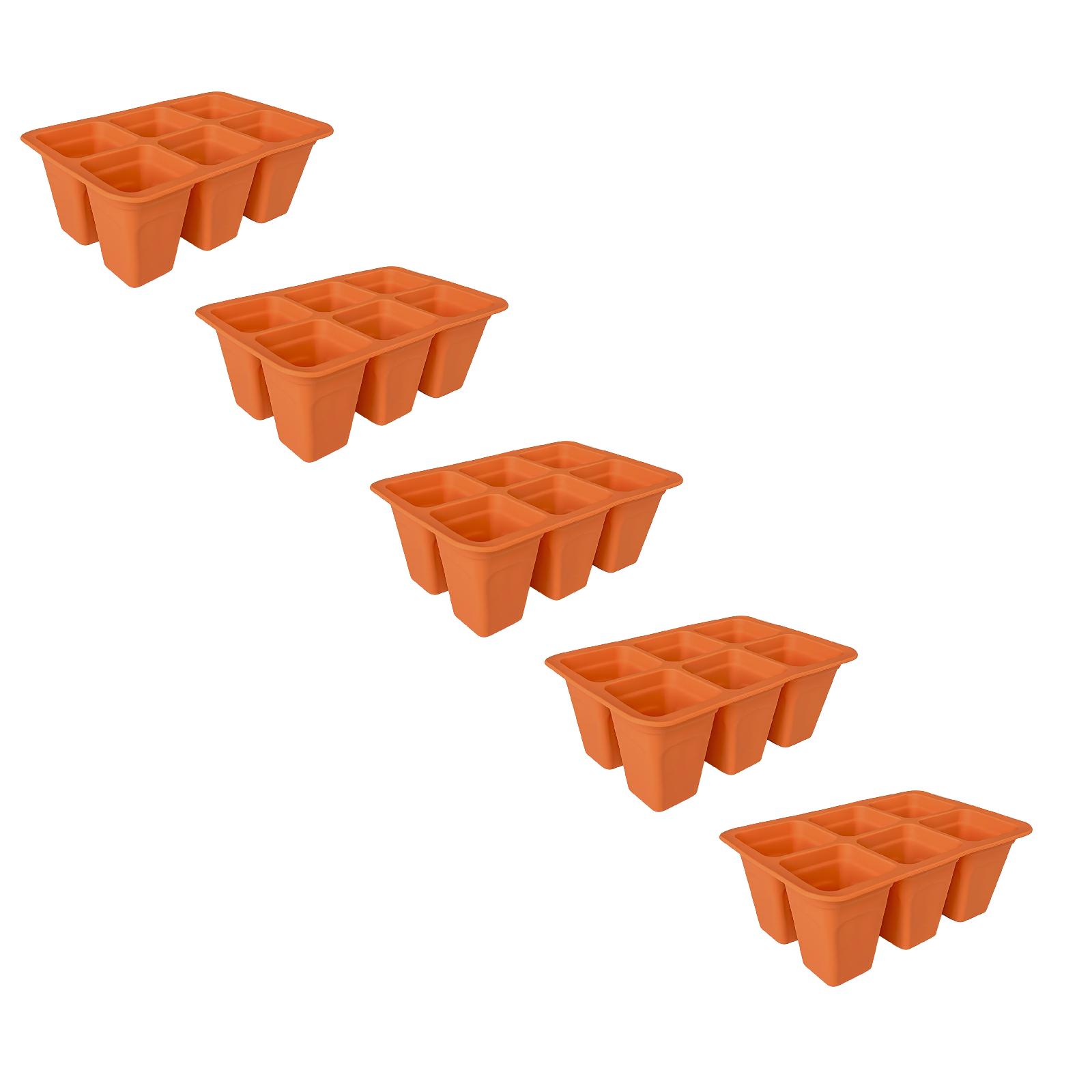 5-Pack 6-Hole Silicone Deep Root Seedling Trays | Grid-Independent ...
