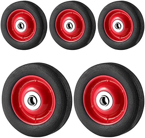 5 Pack 6 x 1.2 Inch Solid Rubber Flat Free Tire, Hand Truck Wheel with ...