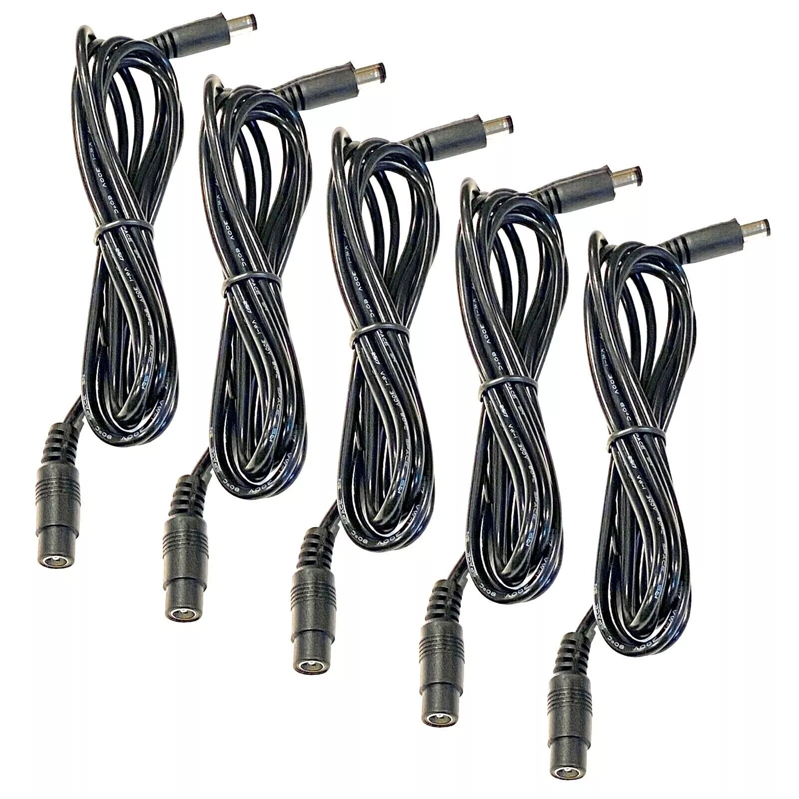 (5) Pack 6Ft. Dc Barrel Power 5.5Mm X 2.1Mm Extension Cable Male To ...