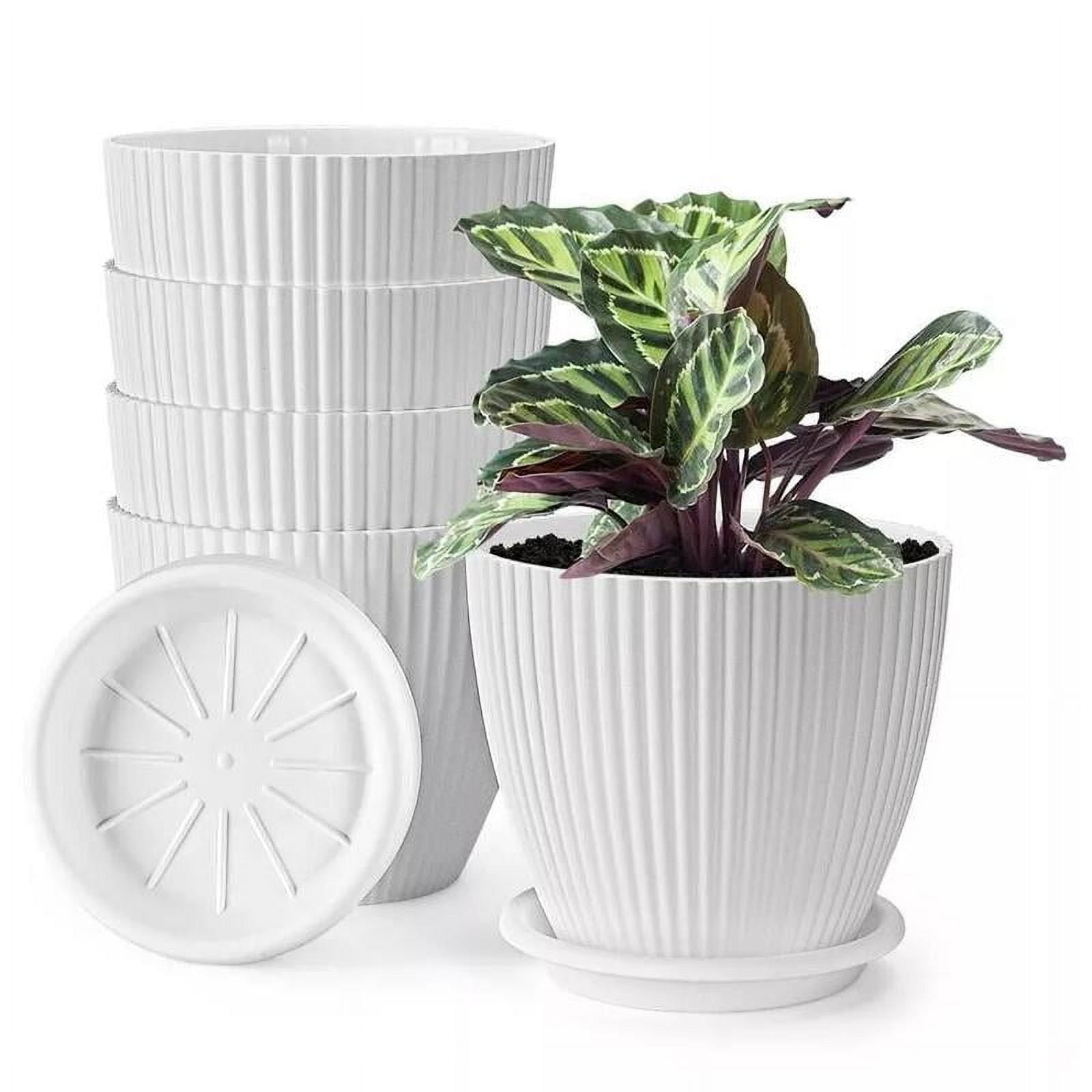 5 Pack 7.5 Inch Plant Pots Plastic Flower Pots Modern Flower Pots for ...