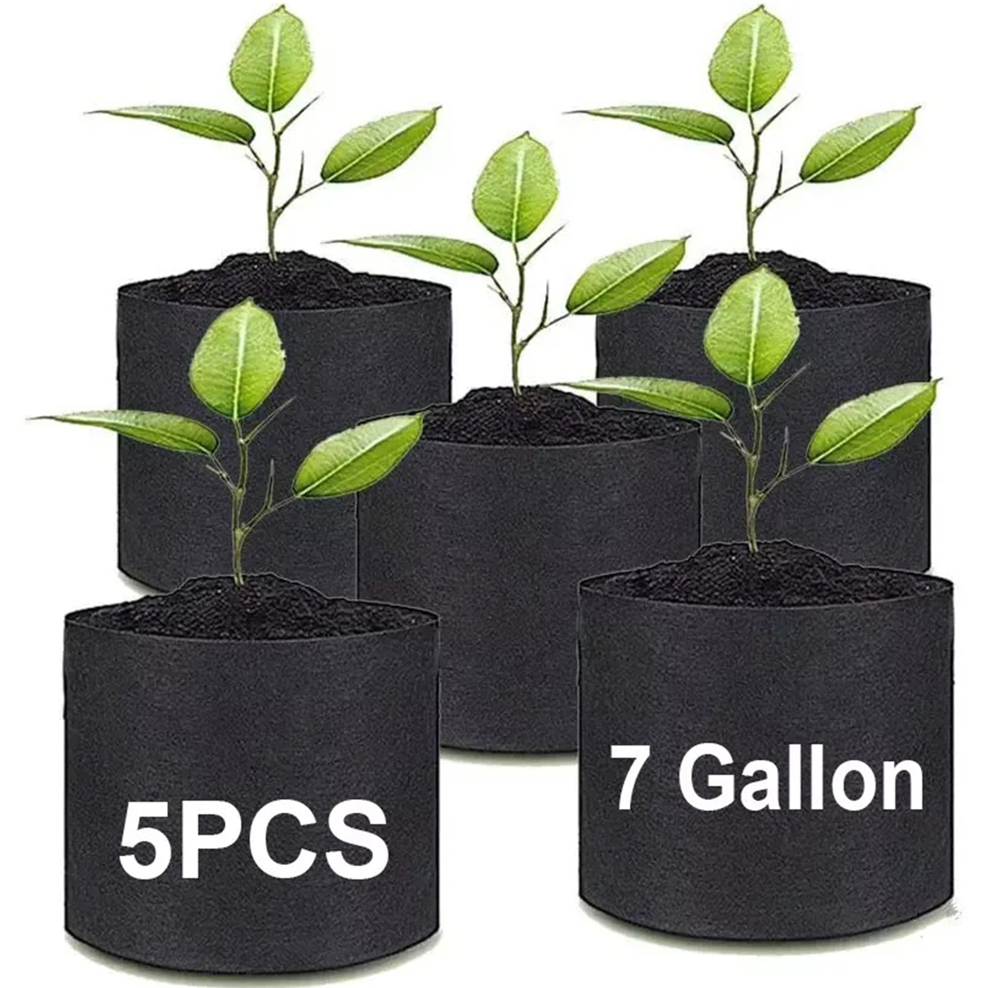 5 Pack 7 Gallon Fabric Grow Pots, BPA-Free Aeration Plant Bags, Durable ...