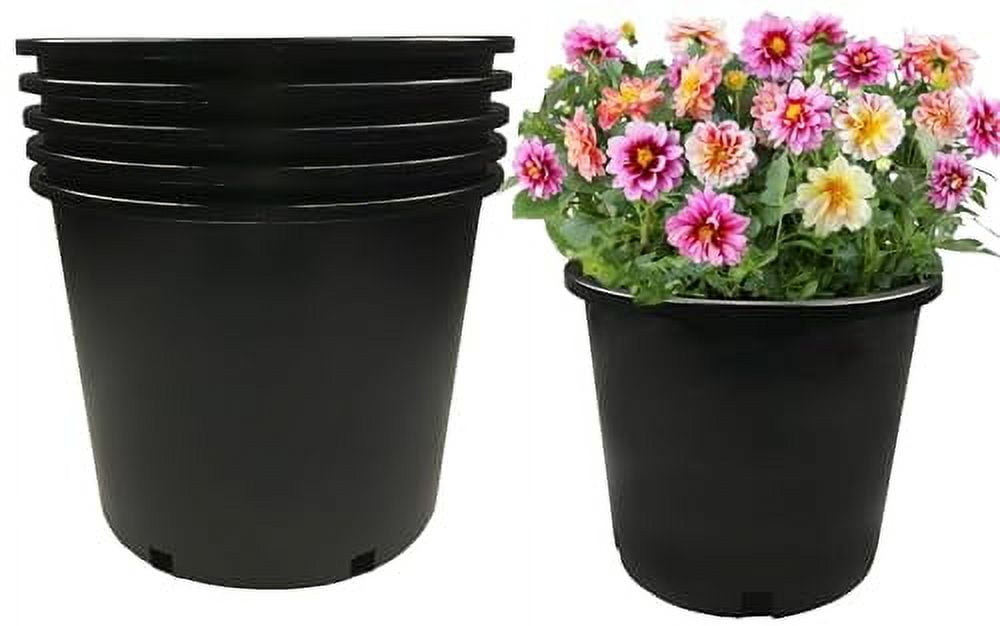 5-Pack 7 Gallon Premium Black Plastic Plant Containers - Walmart.com