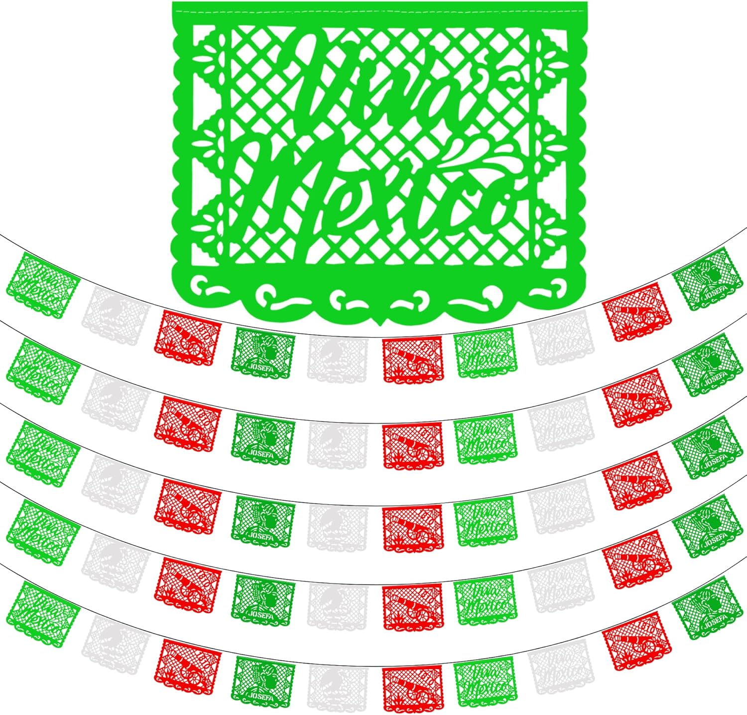 5 Pack 82ft Mexican Party Banners (Plastic) Cinco de Mayo Papel Picado ...
