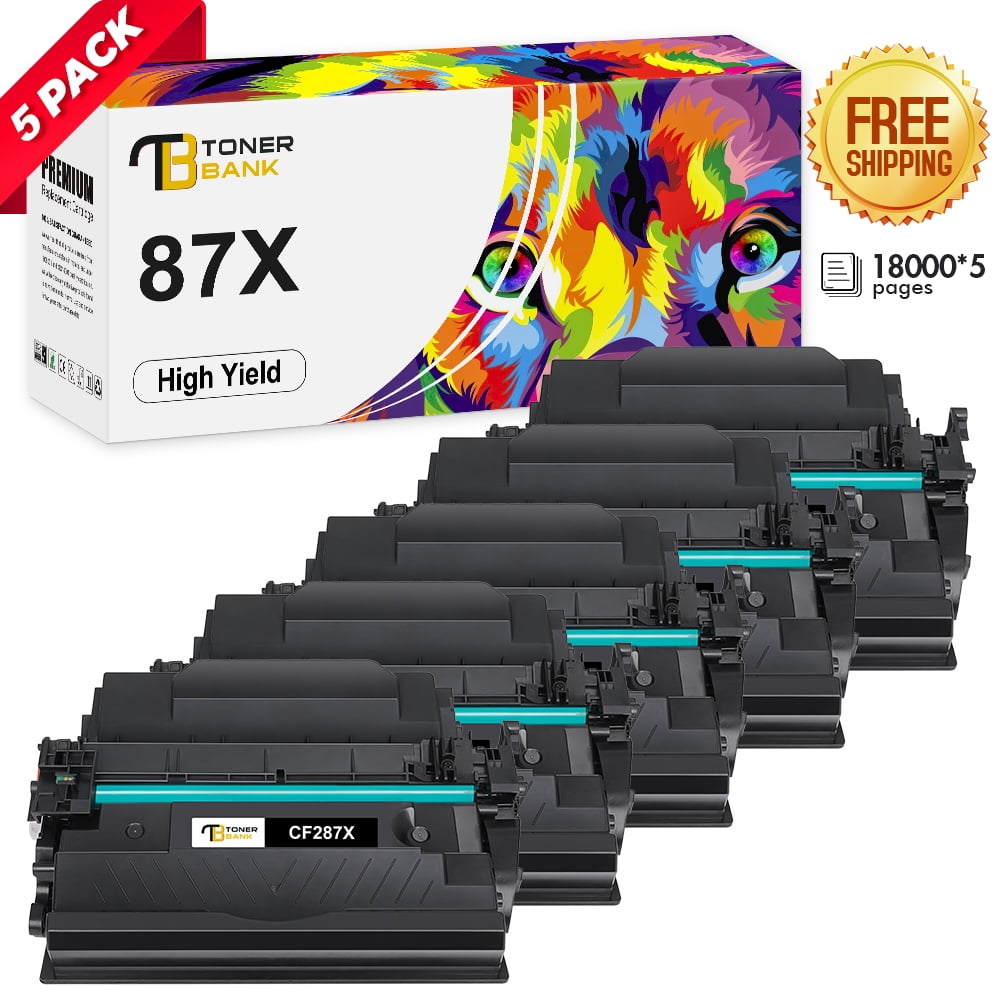 5-Pack 87X Toner Cartridge Compatible for HP CF287X 87X CF287A 87A ...