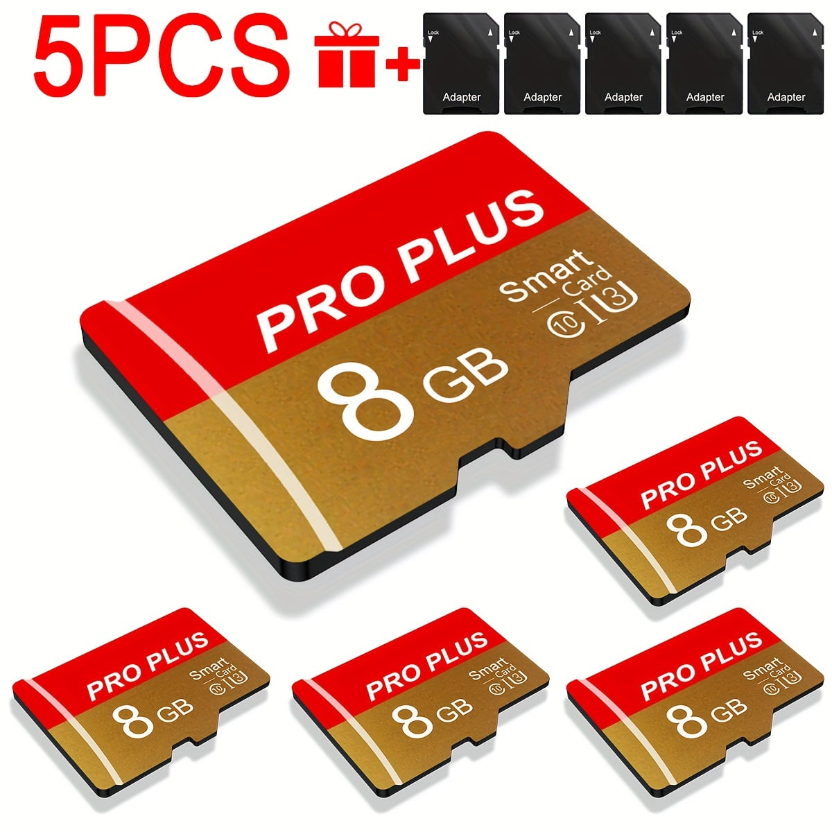 [5-Pack] 8GB 4GB 2GB 1GB Micro SD Card with Adapter, UHS-I Class 10 TF ...