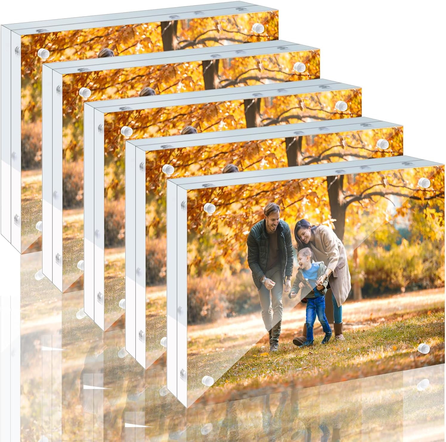 5 Pack 8x10 Acrylic Picture Frames - 20% Thicker Double Sided Magnetic ...