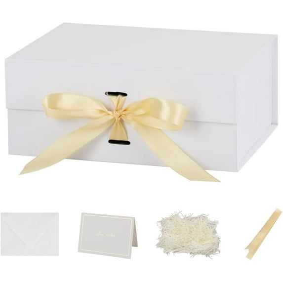 5 Pack 9.5X7X4 Inch White Magnetic Gift Box with Lid Small Gift Box ...