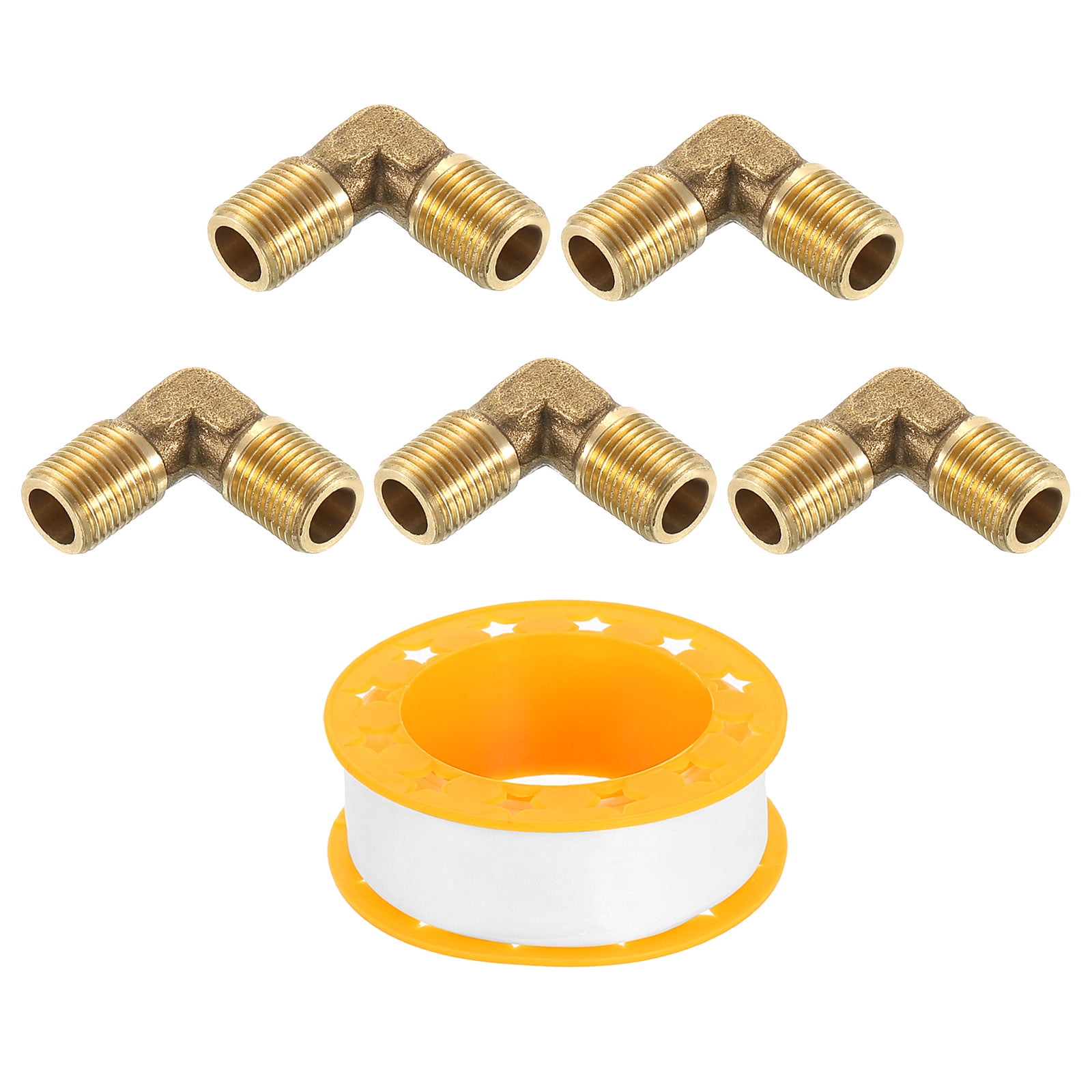 5 Pack 90 Degree Elbow, 1/8 Inch Male x 1/8 Inch Male Brass Right Angle ...