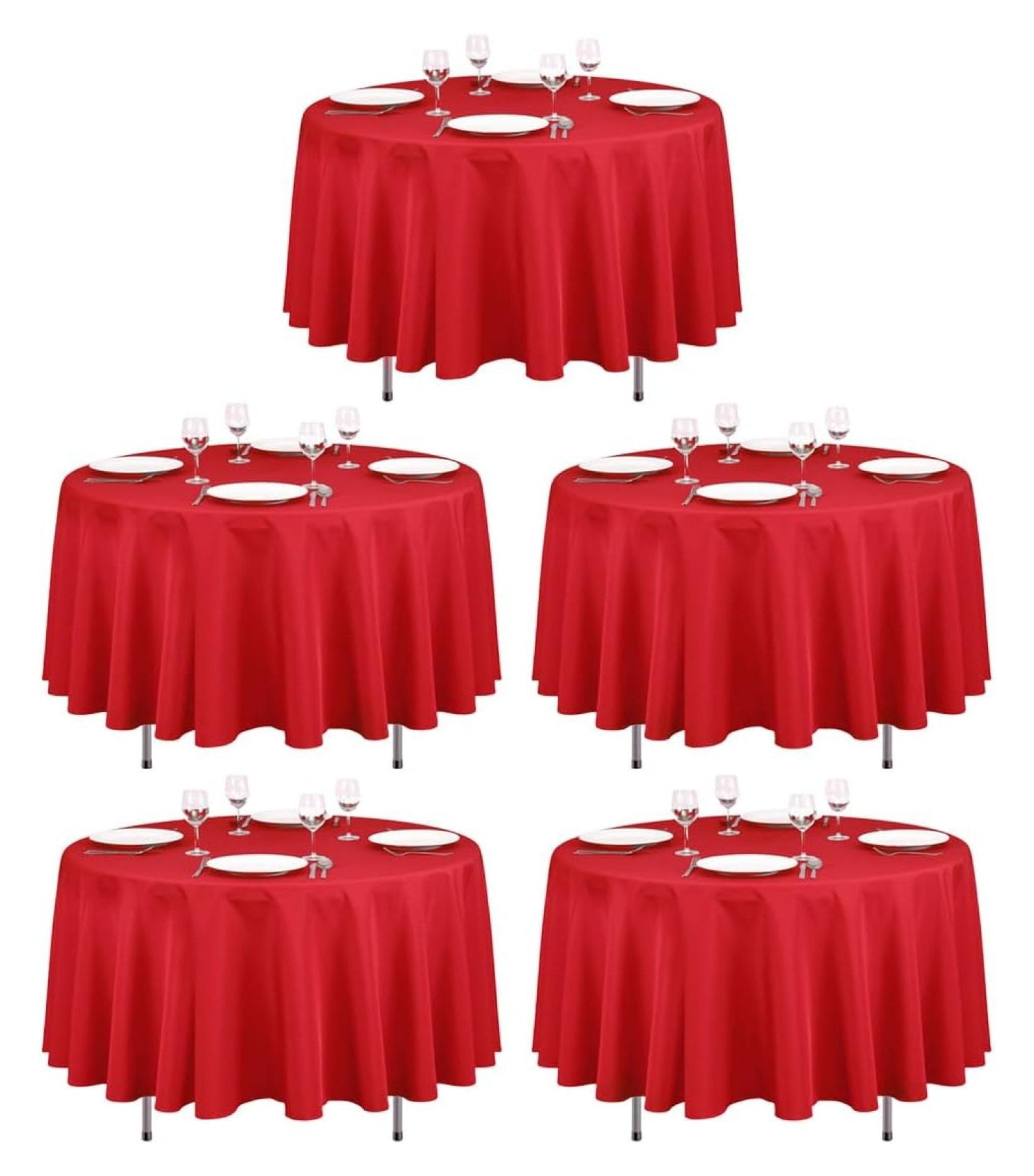 5 Pack 90 Inch Round Tablecloth Red - Wrinkle Resistant Table Cloth for ...
