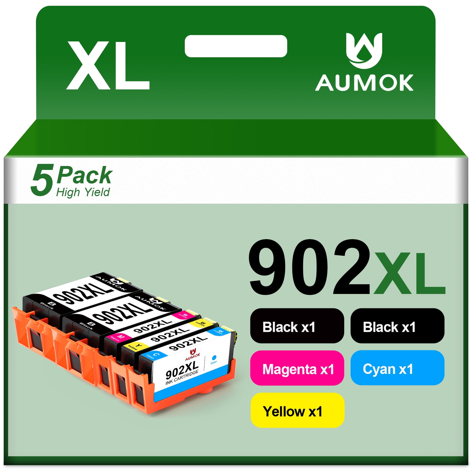HP 902XL Compatible Ink Cartridges, 5-Pack for Officejet Pro 6978, 6968 ...