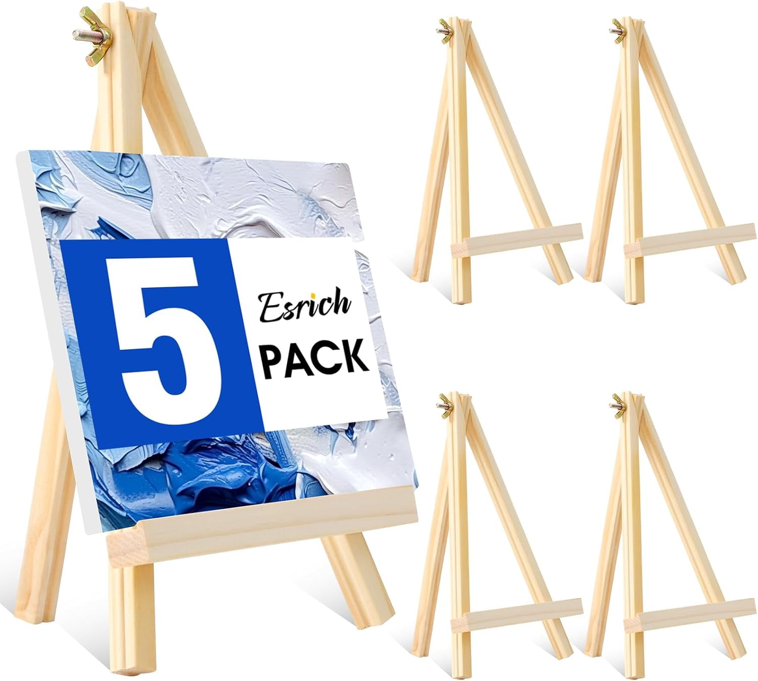 5 Pack 9In Wood Easels,Tabletop Painting Display Easels, Painting Party ...