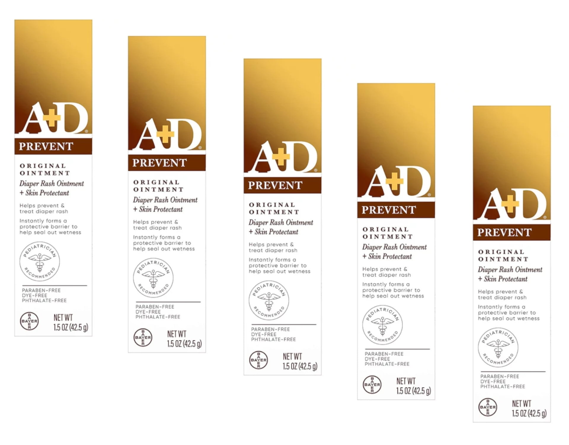 5 Pack A+D Original Ointment Diaper Rash Ointment & Skin Protectant 1.5 ...