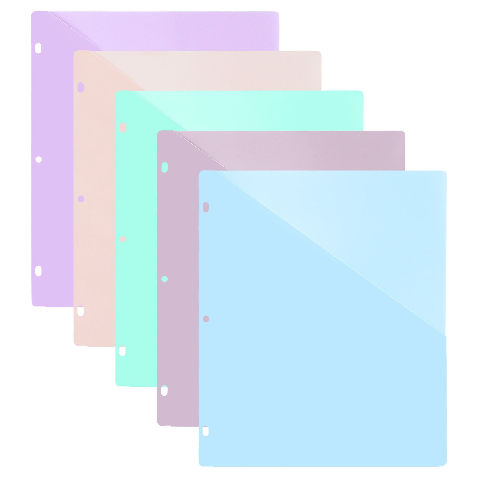 5 Pack A4 Binder Pockets Dividers with Pockets Plastic 3-Ring Binder ...