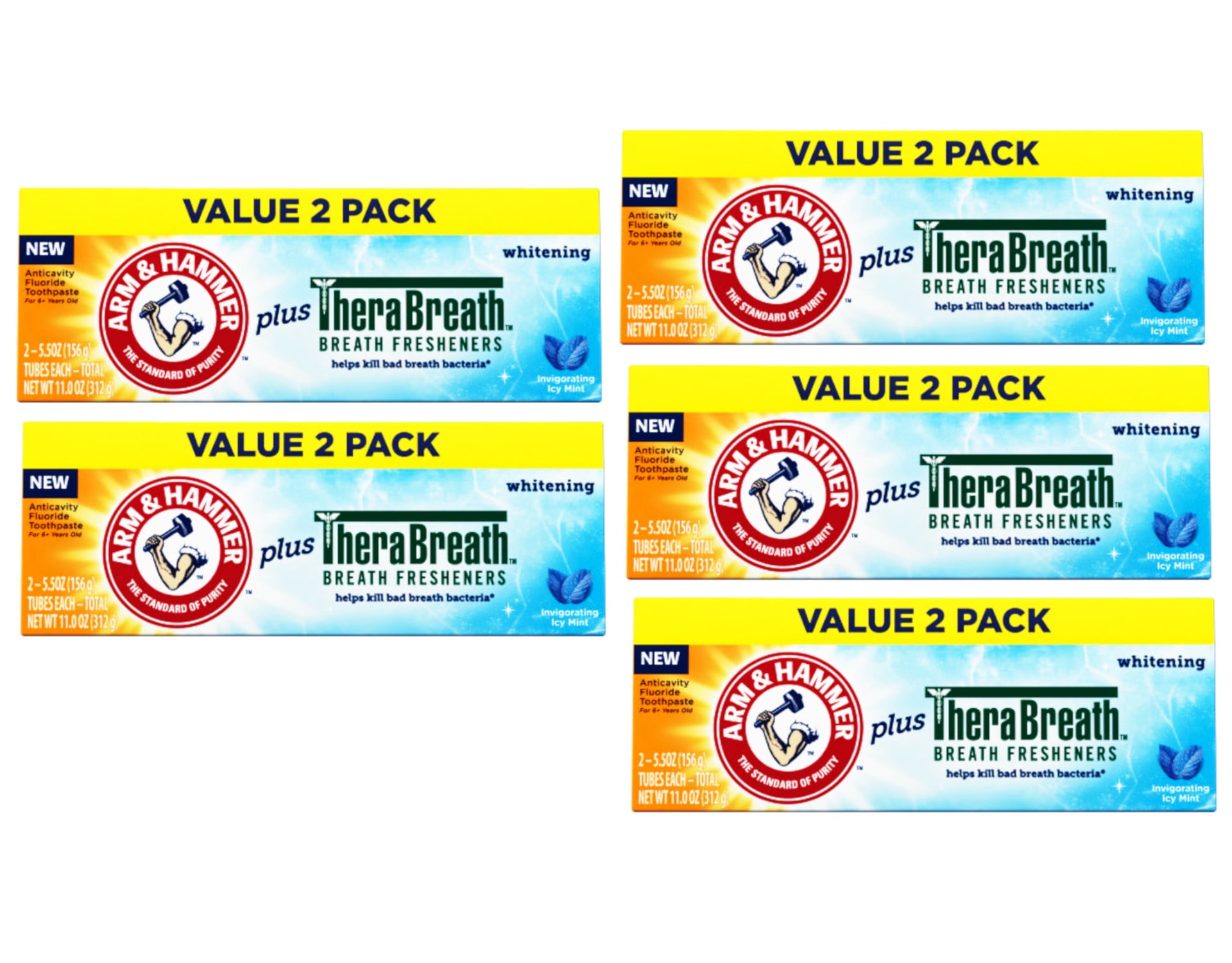 5 Pack - ARM & HAMMER Toothpaste Plus TheraBreath Breath Fresheners ...