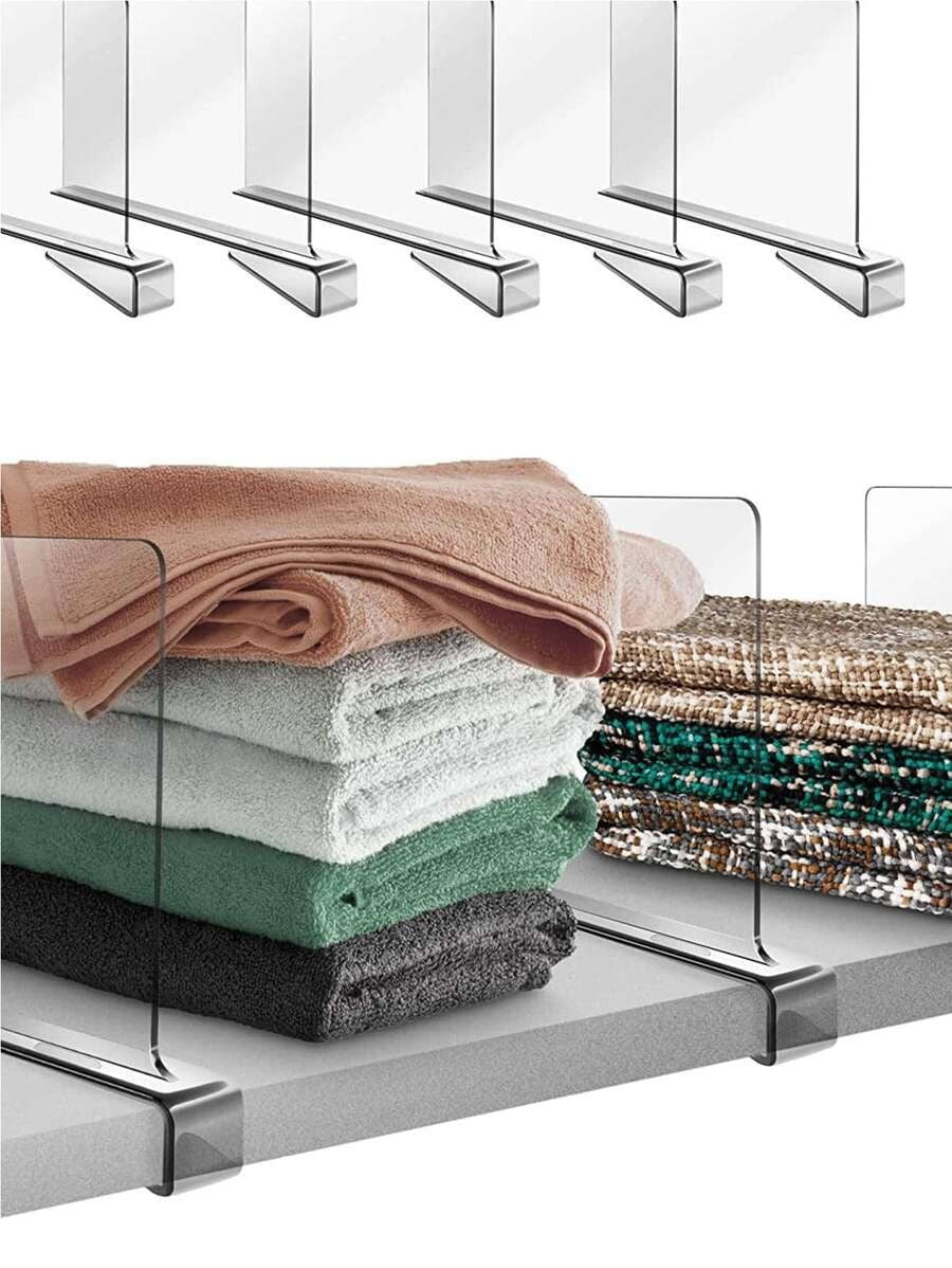 5-Pack Acrylic Closet Dividers – Adjustable Shelf Organizers for ...