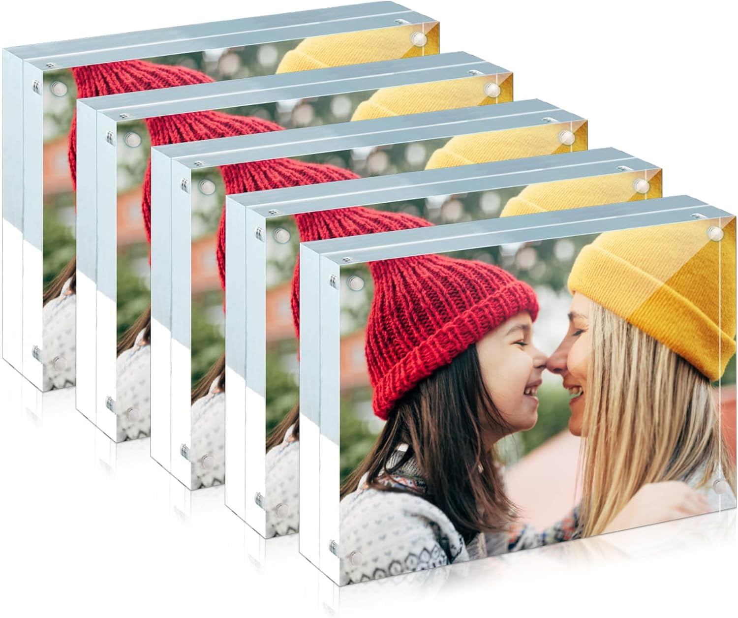 5 Pack Acrylic Frame 4x6, 20% Thicker, 20mm Thick Frameless Clear ...