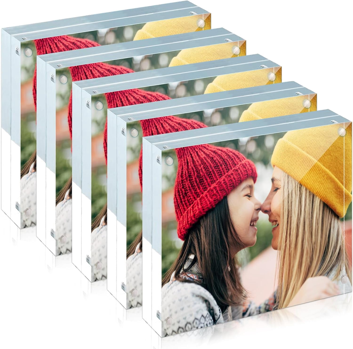 5 Pack Acrylic Frame 5x5, 20% Thicker, 20mm Thick Frameless Clear ...
