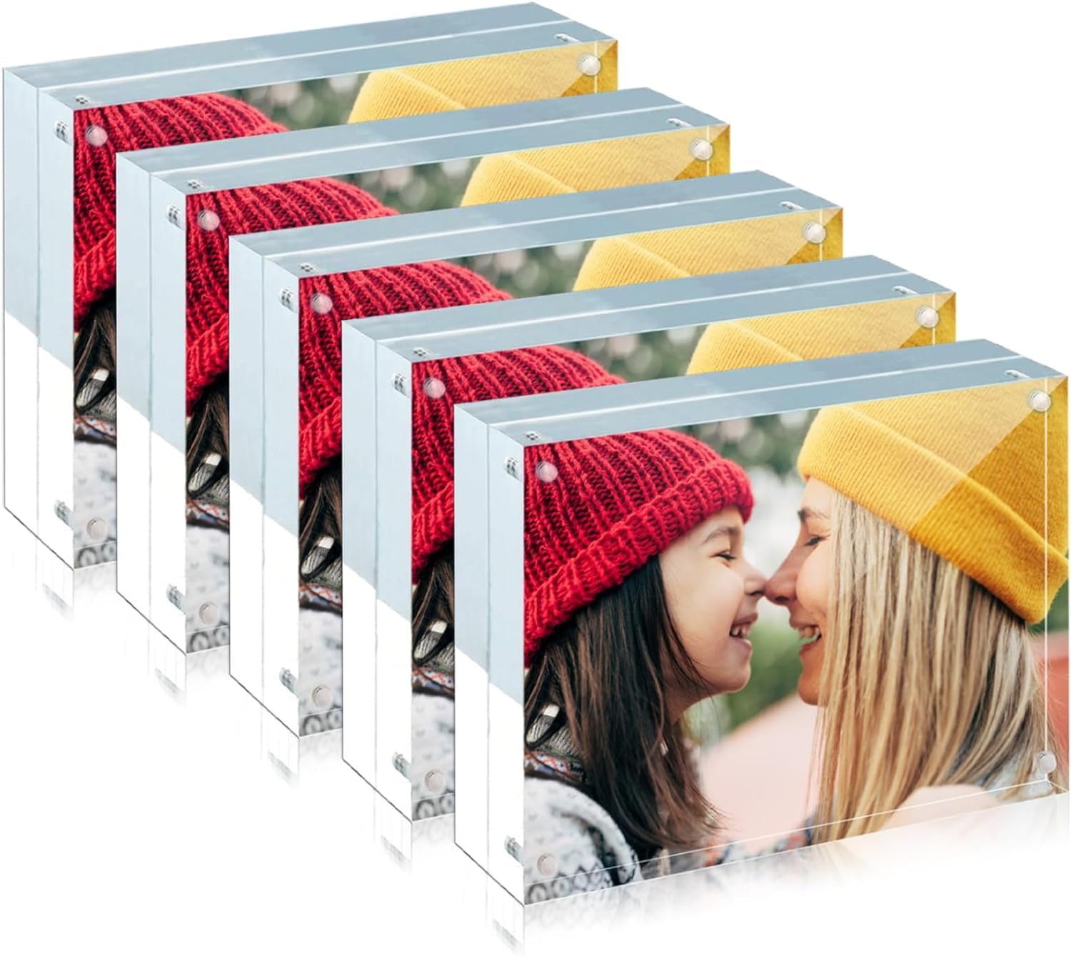 5 Pack Acrylic Frame 5x7, 20% Thicker, 24mm Thick Frameless Clear ...