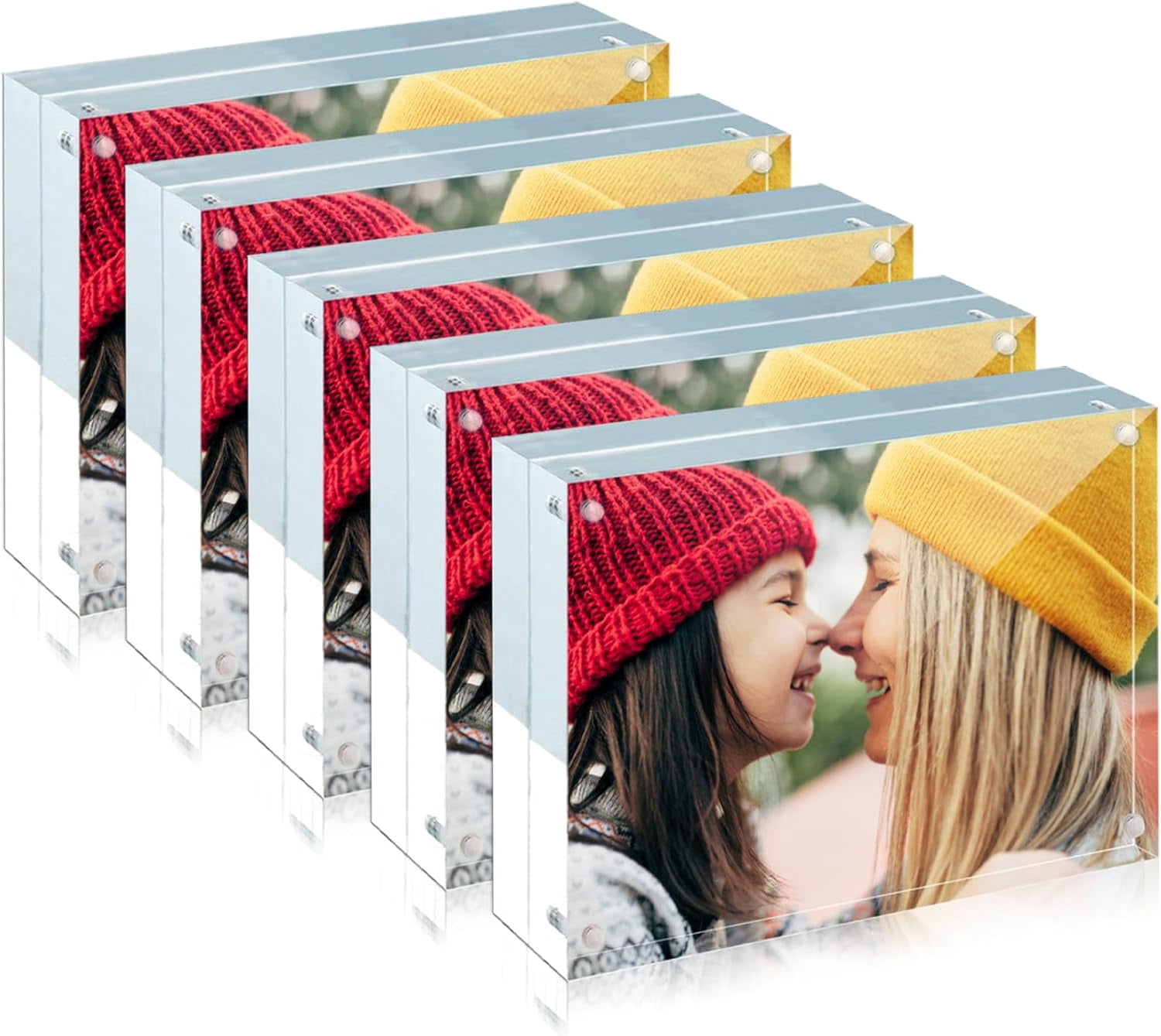 5 Pack Acrylic Frame 6x8, 20% Thicker, 24mm Thick Frameless Clear ...