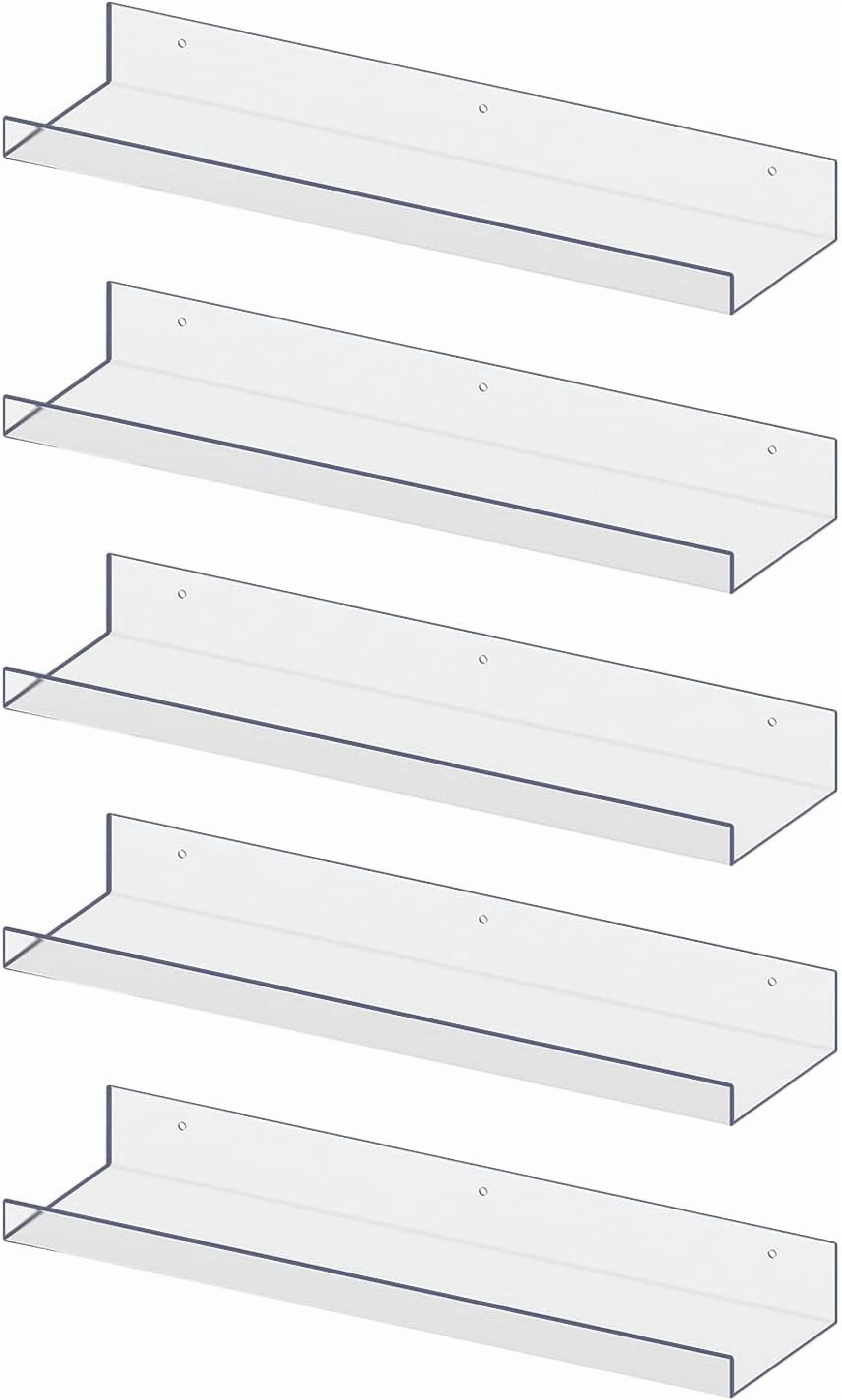5 Pack Acrylic Shelves, 15" Floating Wall Shelves for Bedroom, Living ...