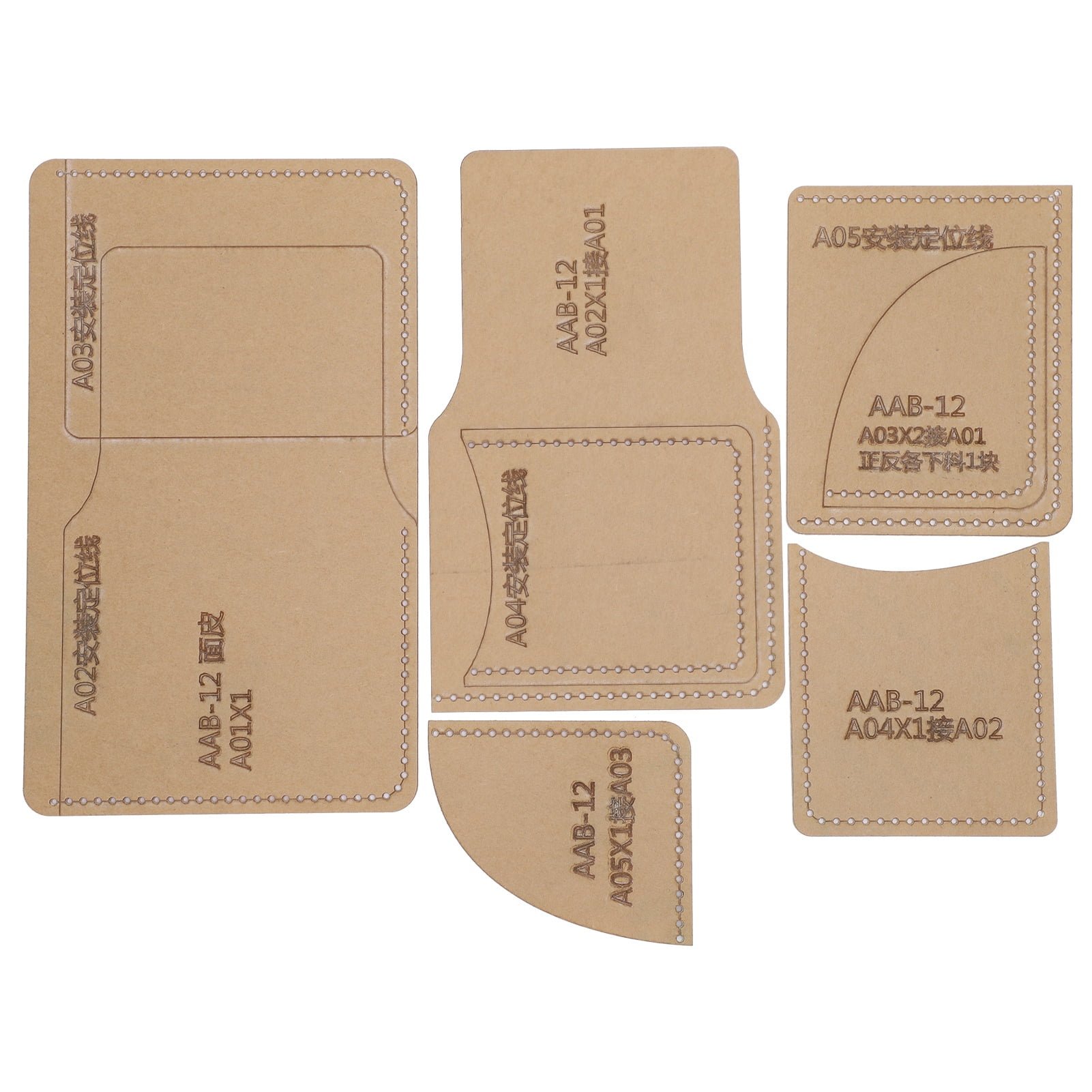 5-Pack Acrylic Template Set for DIY Short Wallet Leather Crafting ...