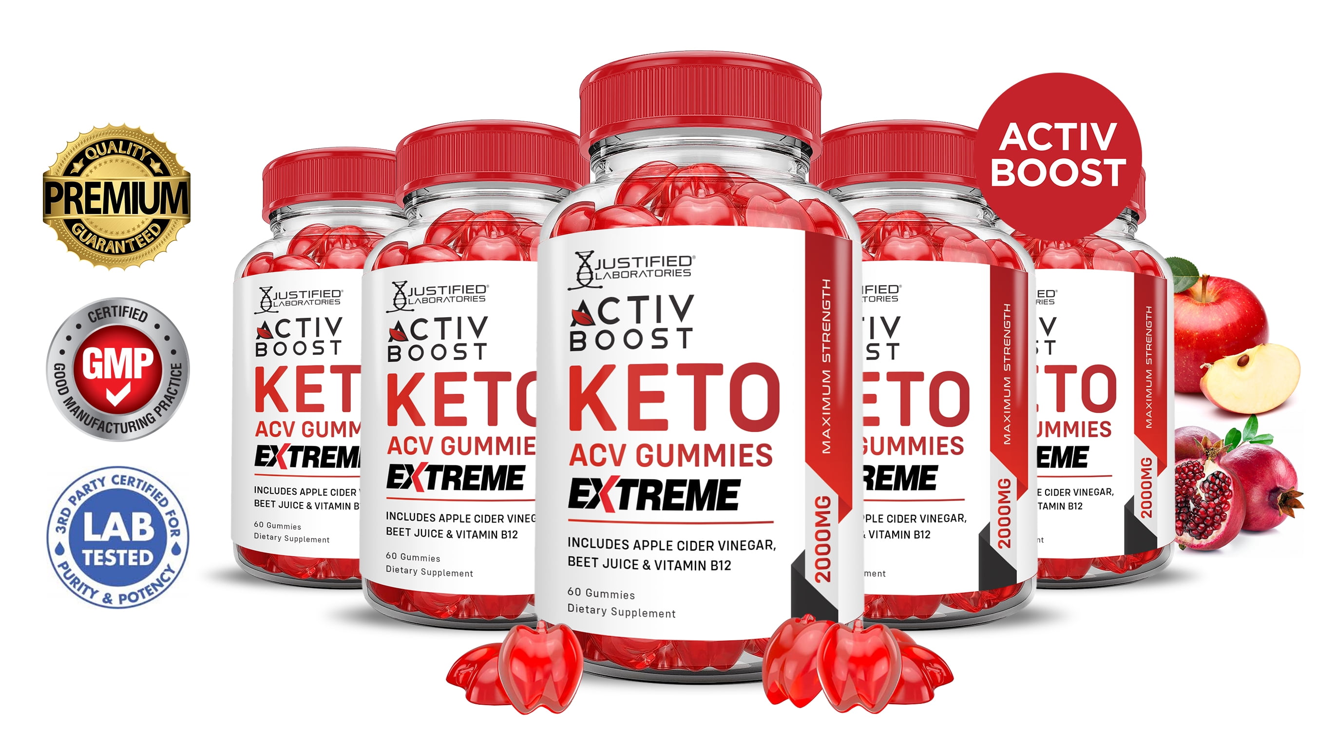 (5 Pack) Activ Keto Boost Extreme ACV Gummies 2000mg Dietary Supplement ...