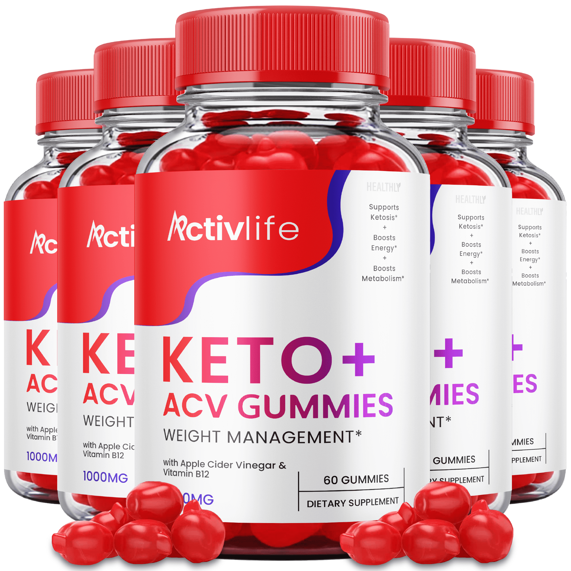 ActivLife Keto ACV Gummies (5 Pack) - Weight Management Formula, Vegan ...