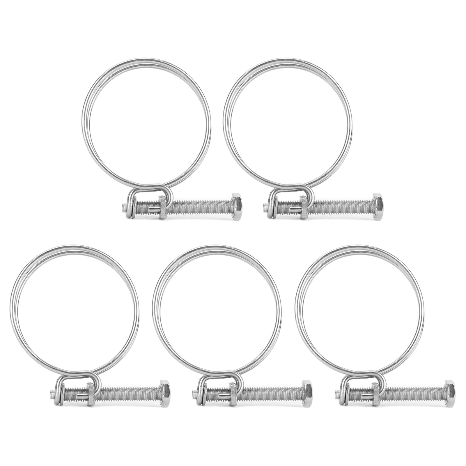 5-Pack Adjustable Stainless Steel Dual Wire Hose Clamps for Industrial ...