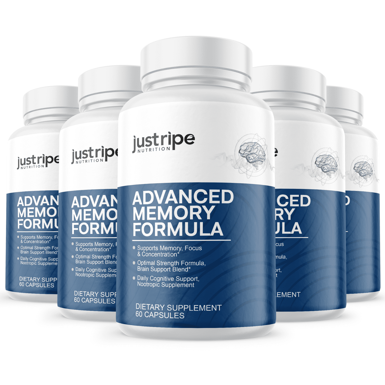 5 Pack Advanced Memory Formula - Best Nootropic Brain Supplement Memory & Focus - Walmart.com